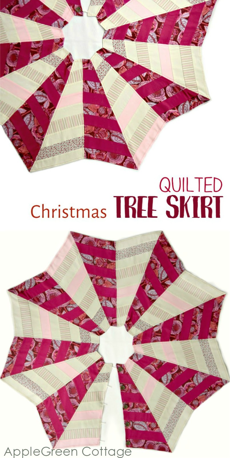 The Quilted Christmas Tree Skirt Pattern - AppleGreen Cottage