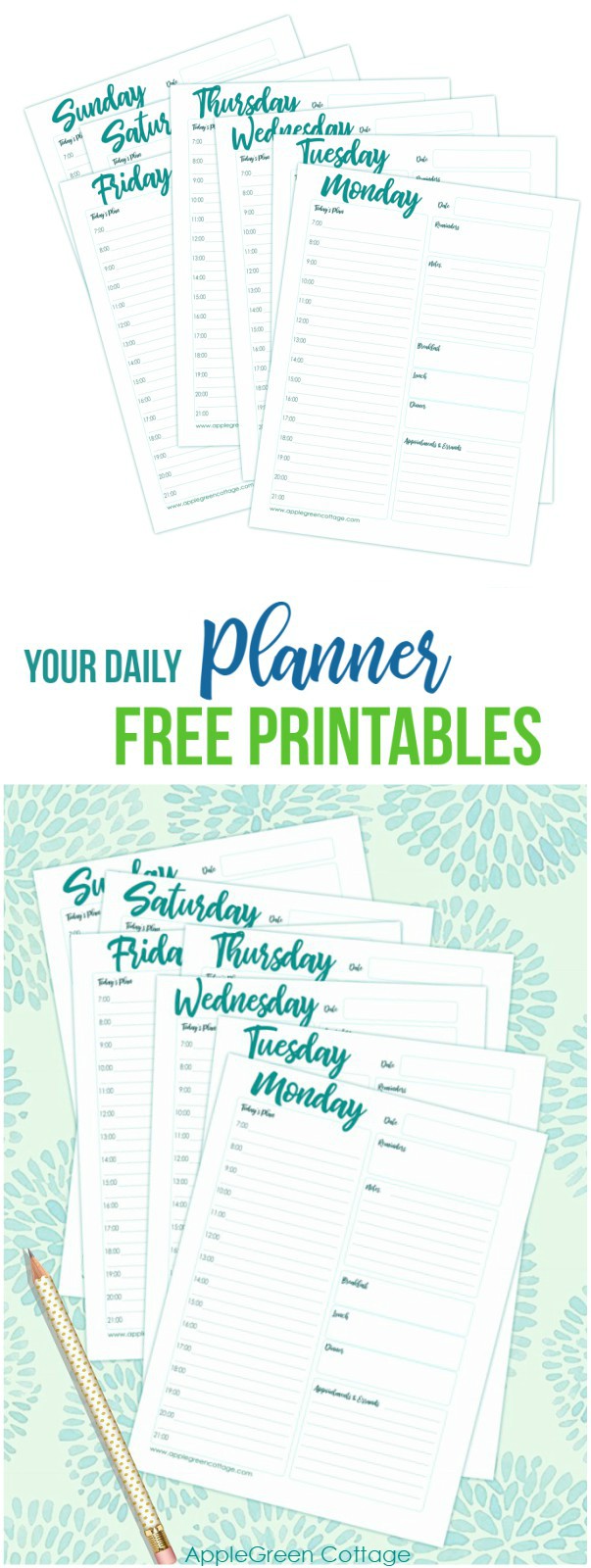 Free Daily Planner Printable To Keep You Organized - AppleGreen Cottage