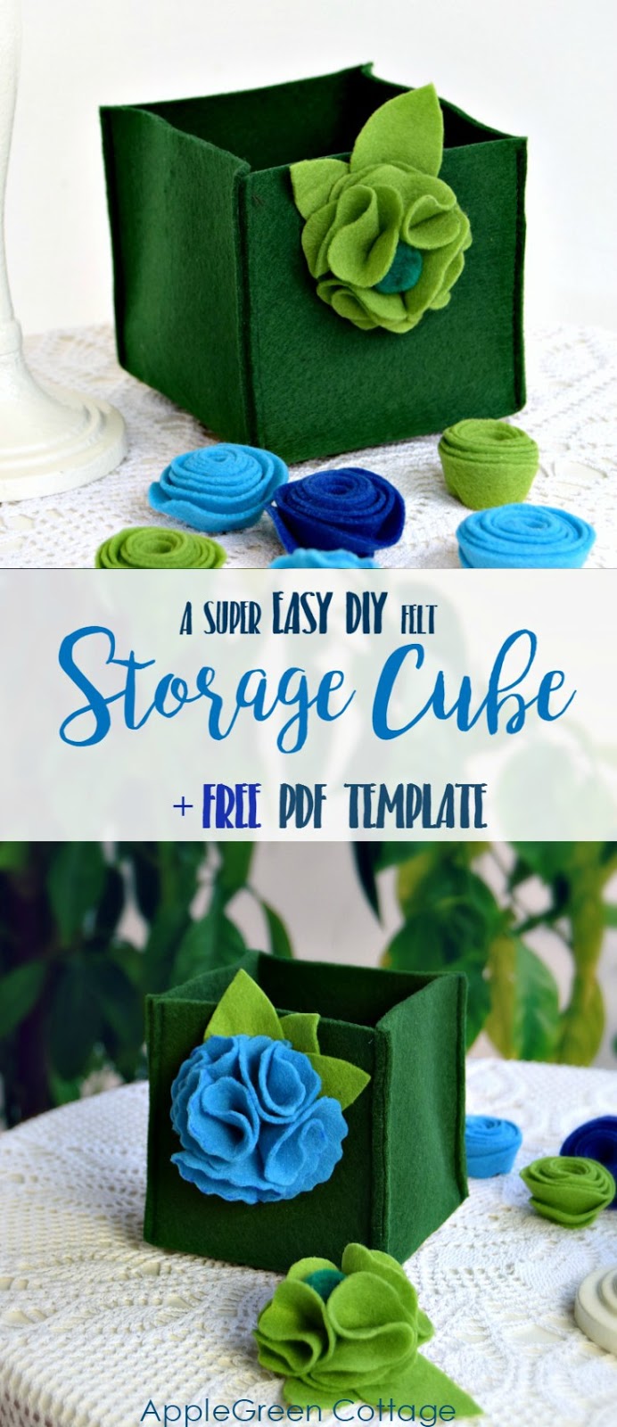 Felt Storage Box Tutorial - With Free Box Pattern - AppleGreen Cottage