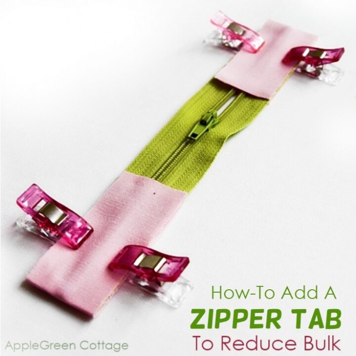 How To Sew A Zipper Tab To Reduce Bulk - AppleGreen Cottage