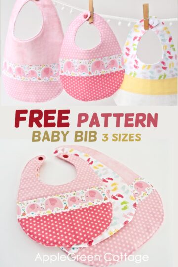 Baby Bib Pattern - FREE Bib Pattern in 3 Sizes - AppleGreen Cottage