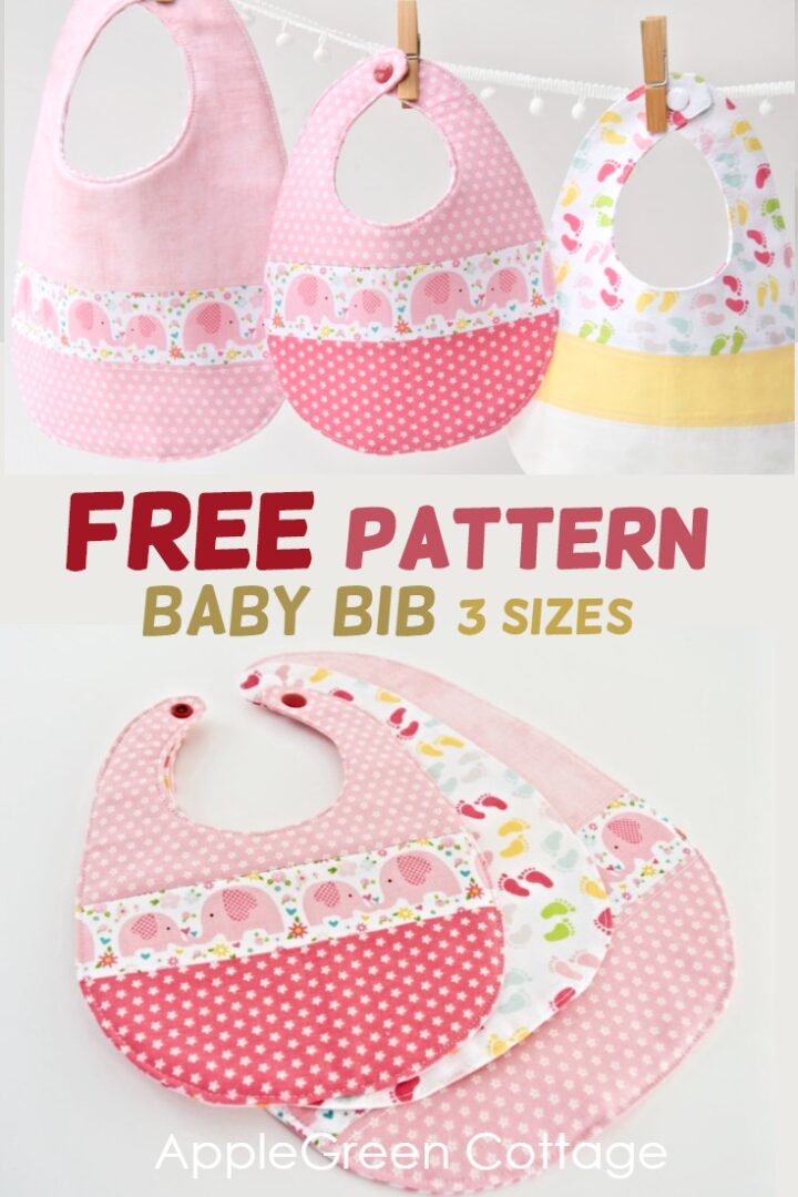 Baby Bib Pattern - FREE Bib Pattern in 3 Sizes - AppleGreen Cottage