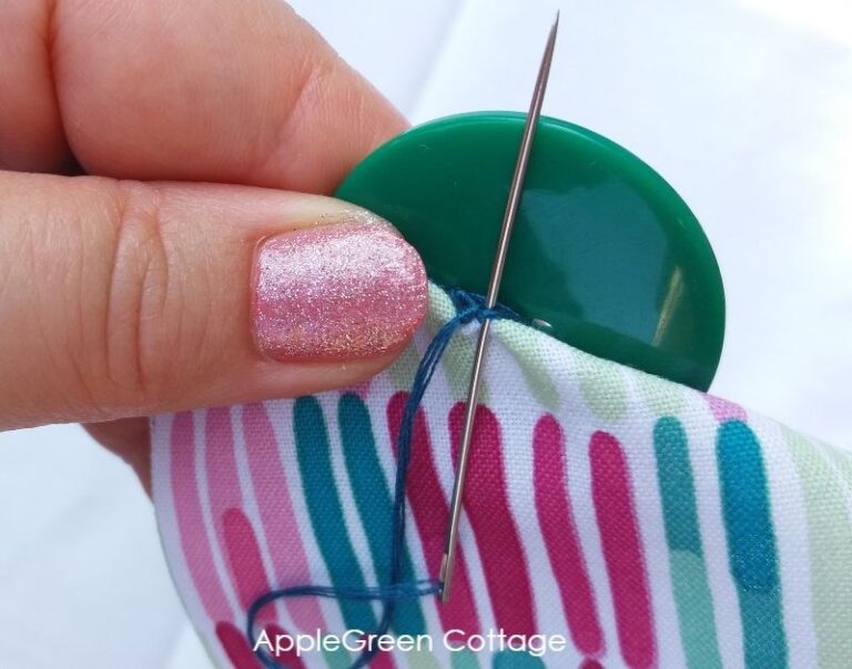 How To Sew A Button By Hand - AppleGreen Cottage