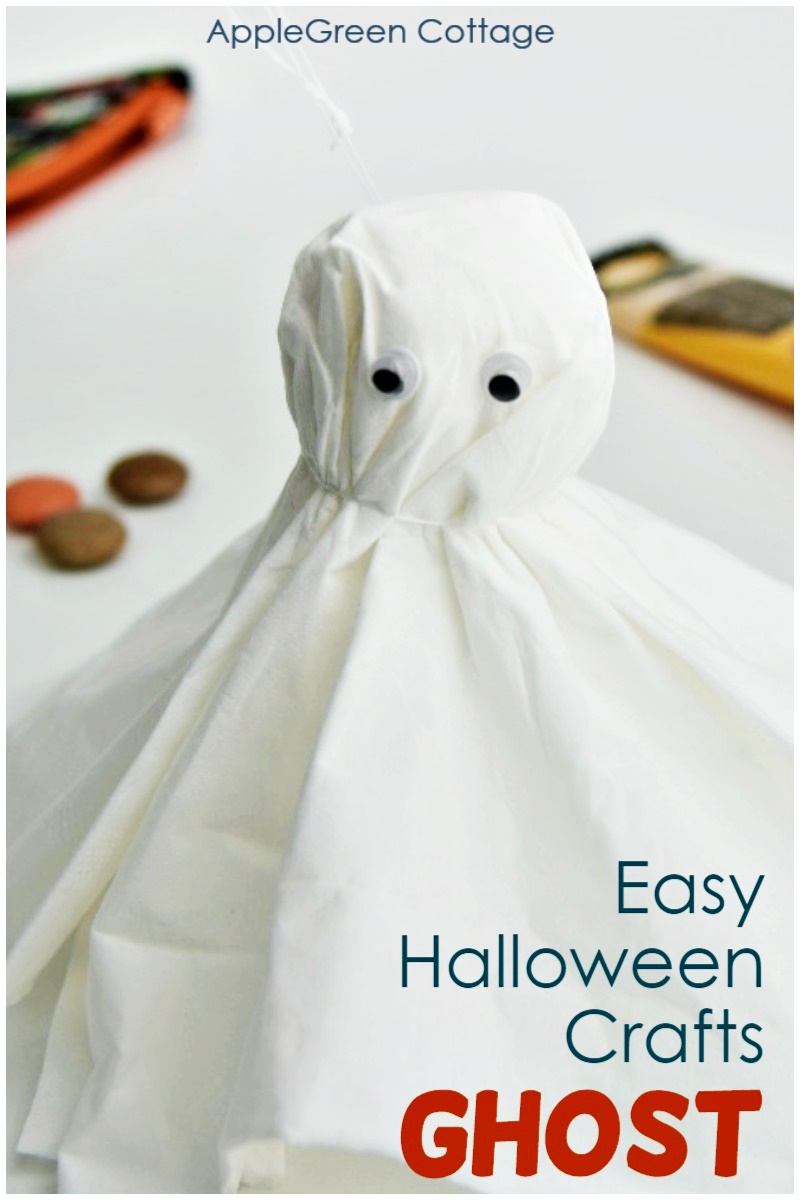 Tissue Paper Ghost - Easy Halloween Crafts - AppleGreen Cottage