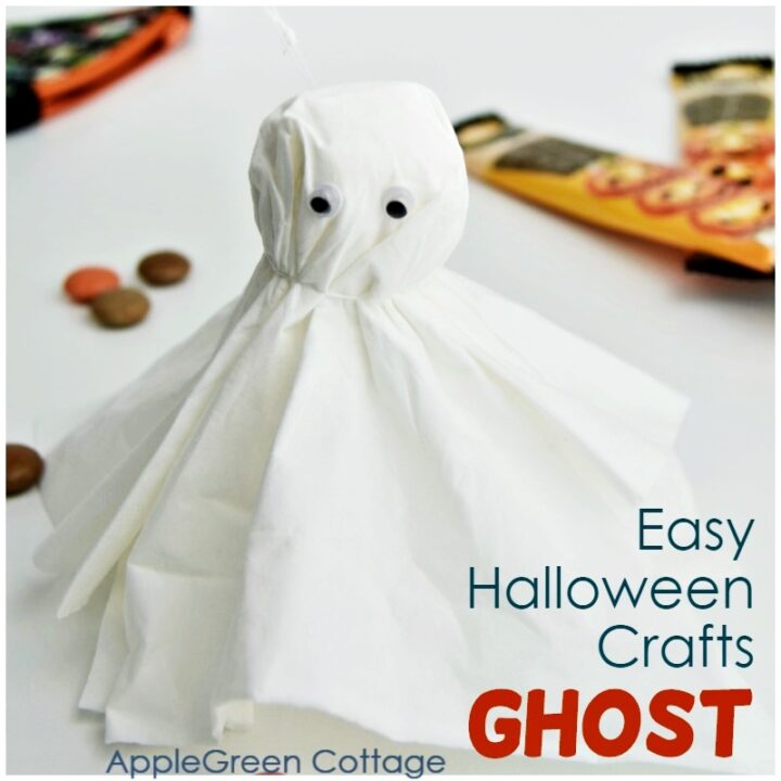 Tissue Paper Ghost - Easy Halloween Crafts - AppleGreen Cottage