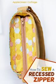 How To Sew a Recessed Zipper In A Tote Bag - AppleGreen Cottage