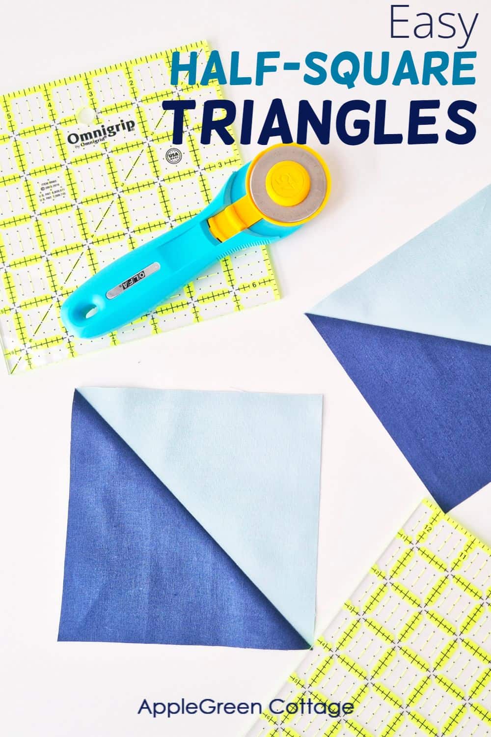 How To Make Half Square Triangles - Two At A Time! - AppleGreen Cottage