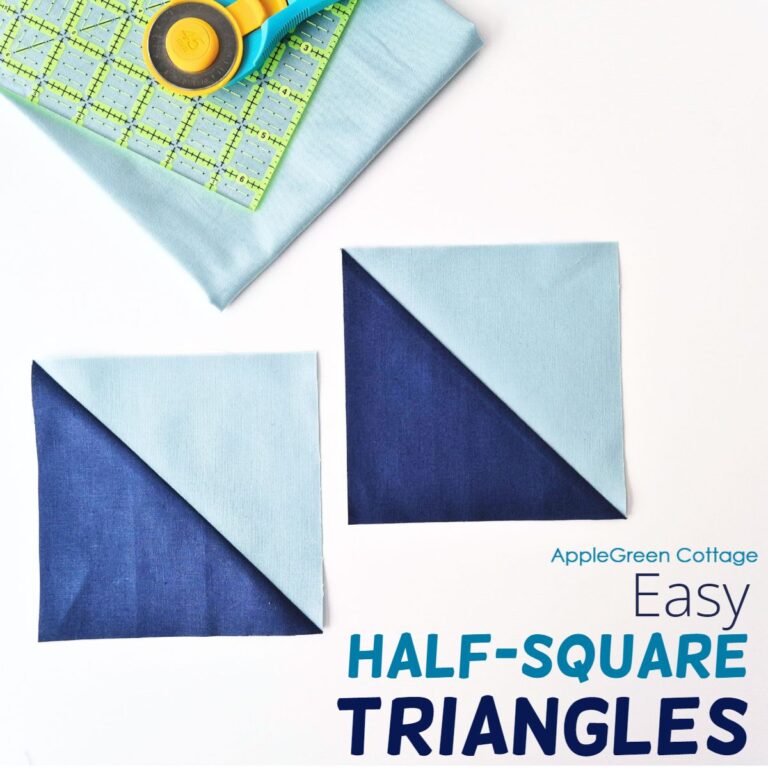 How To Make Half Square Triangles - Two At A Time! - AppleGreen Cottage