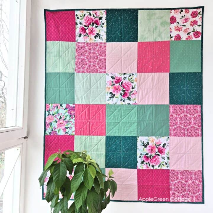 How To Make An EASY! Patchwork Quilt - AppleGreen Cottage